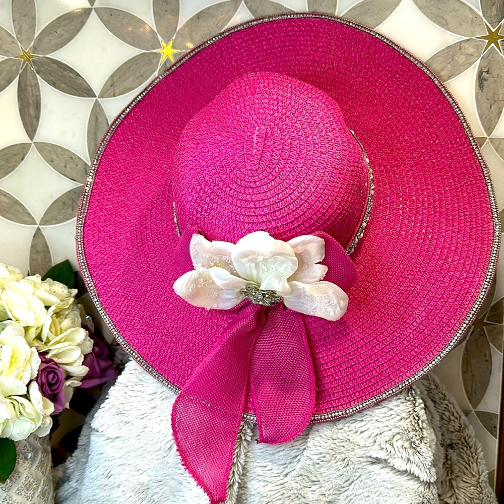Hat - Pamela With Rhinestone - Beach / Park / Cruising - Gem